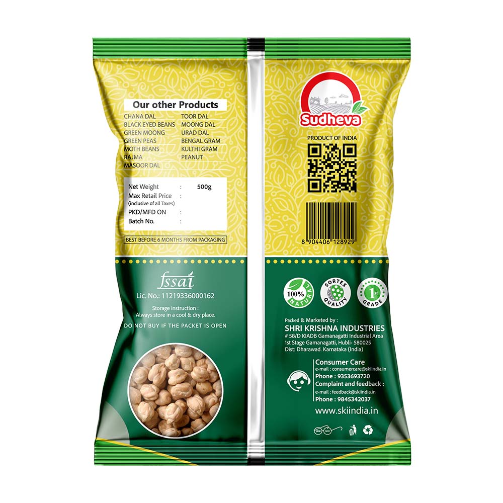 Sudheva White Gram 500g (Bag of 50) - Shri Krishna Industries Hubli