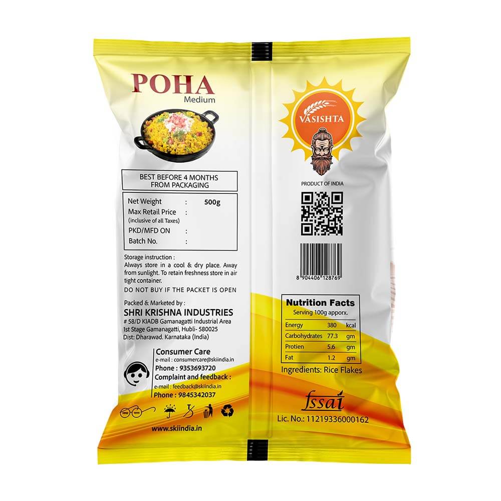Vasishta Vasishta Poha 500g (Bag of 50) - Shri Krishna Industries Hubli